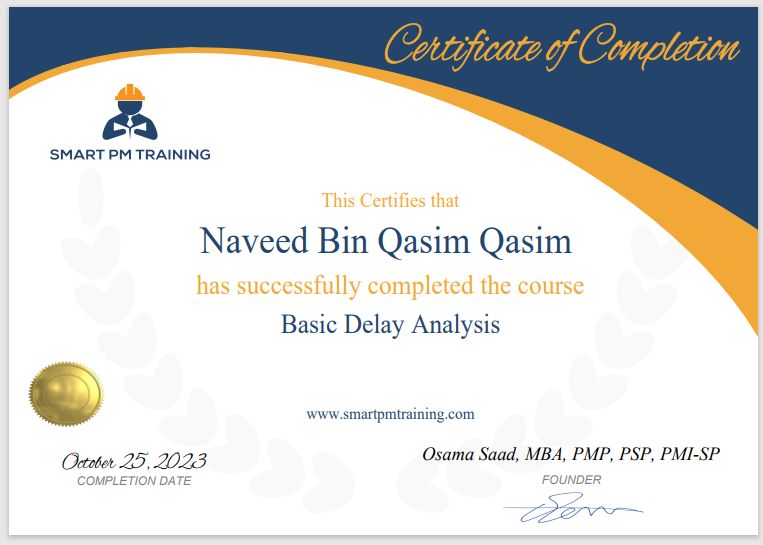 Naveed bin Qasim on LinkedIn: Just Completed Delay Anaylsis Course ... Naveed bin Qasim on LinkedIn: Just Completed Delay Anaylsis Course ...