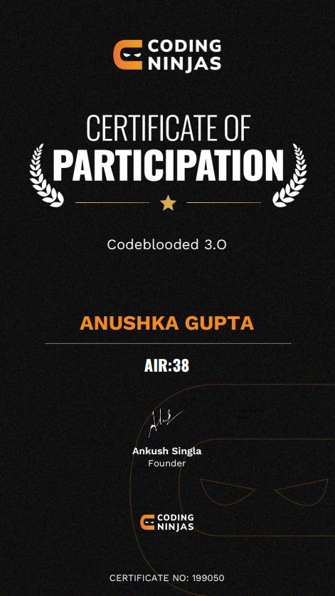 #codingninjas #dsa #competitiveprogramming | Anushka Gupta #codingninjas #dsa #competitiveprogramming | Anushka Gupta