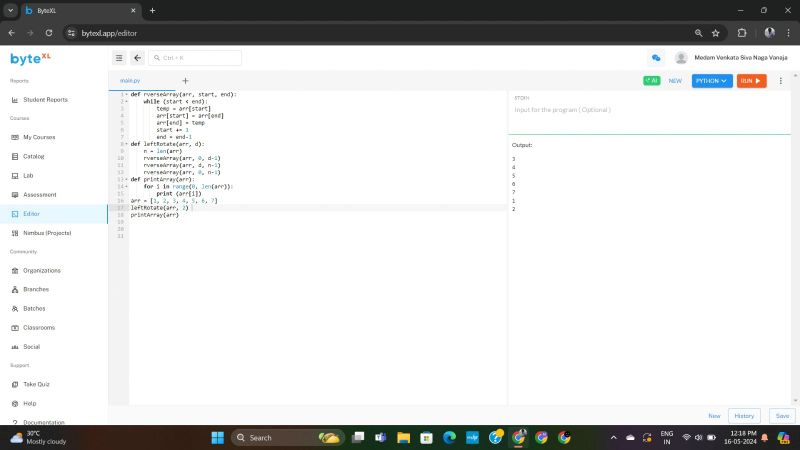 Vanaja Medam on LinkedIn: python program for Reversal algorithm for ... Vanaja Medam on LinkedIn: python program for Reversal algorithm for ...