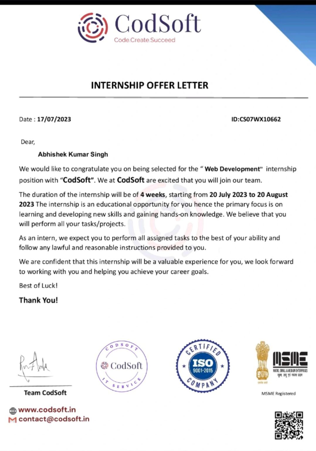 Abhishek Singh on LinkedIn: #codsoft #codsoft #internship # ... Abhishek Singh on LinkedIn: #codsoft #codsoft #internship # ...