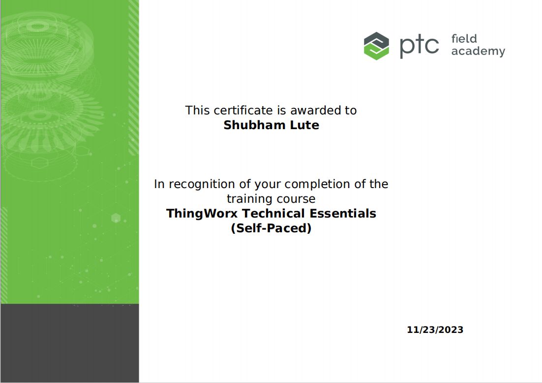 SHUBHAM LUTE on LinkedIn: #ptc #thingworx SHUBHAM LUTE on LinkedIn: #ptc #thingworx