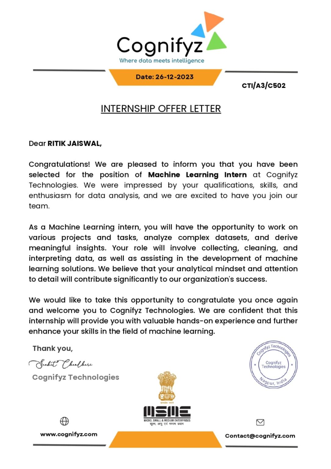 Ritik Jaiswal on LinkedIn: #machinelearningintern #cognifyztechnologies ... Ritik Jaiswal on LinkedIn: #machinelearningintern #cognifyztechnologies ...