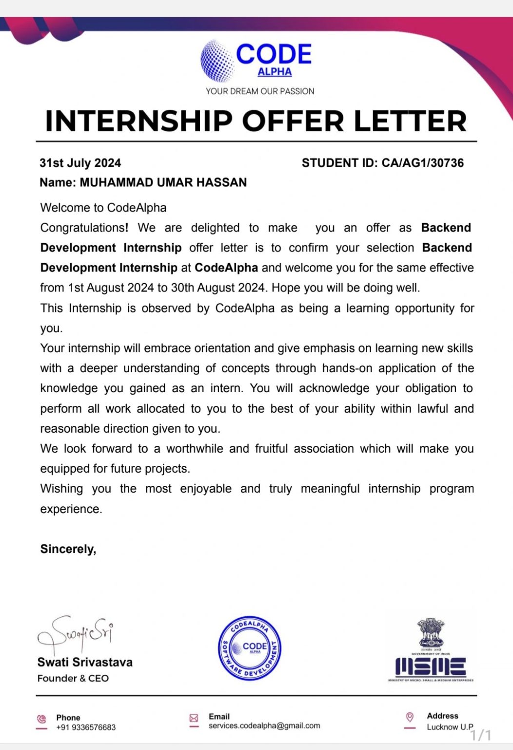 Muhammad Umar Hassan on LinkedIn: #internship #backend #codealpha Muhammad Umar Hassan on LinkedIn: #internship #backend #codealpha