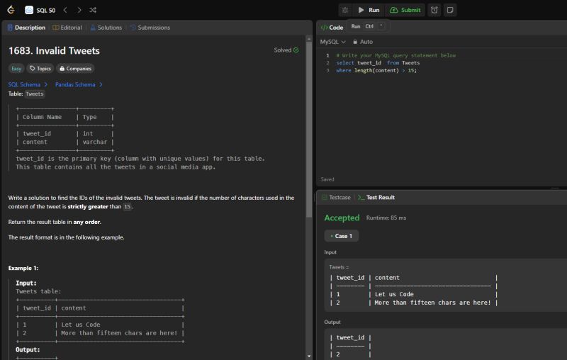 Bikram Chatterjee on LinkedIn: #day5 #sqlchallenge #leetcode # ... Bikram Chatterjee on LinkedIn: #day5 #sqlchallenge #leetcode # ...