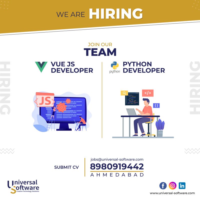 We are #hiring #vuejs #python | Universal Software We are #hiring #vuejs #python | Universal Software