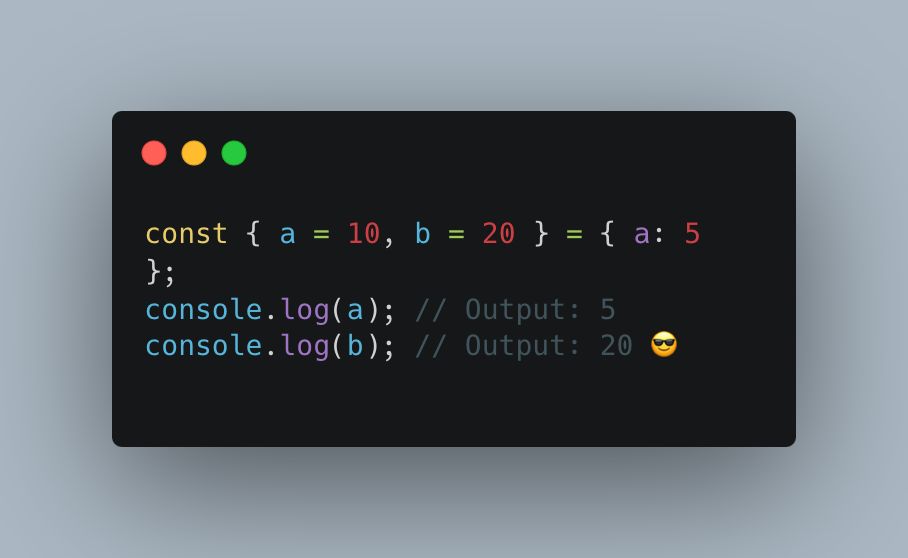 Mohit Garg on LinkedIn: 🔥 JavaScript Trick: Destructuring with Default ... Mohit Garg on LinkedIn: 🔥 JavaScript Trick: Destructuring with Default ...