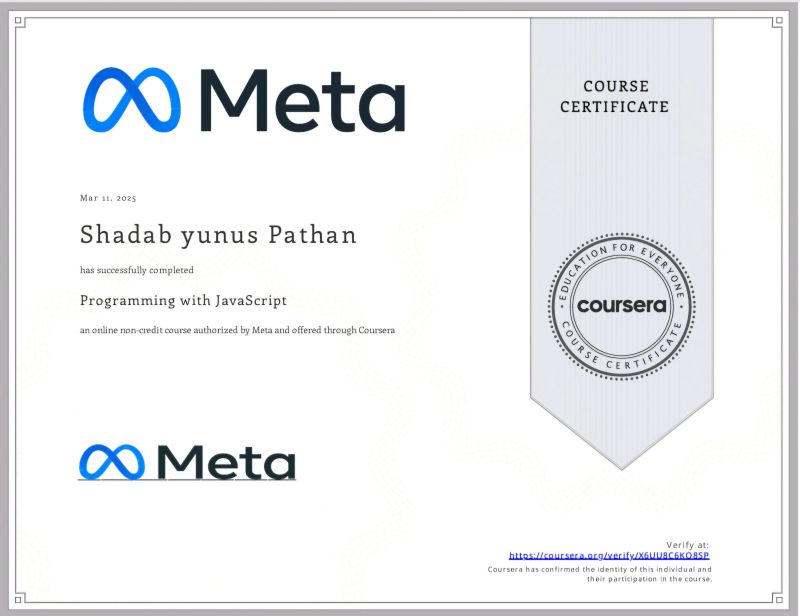 I’ve successfully completed the Programming with JavaScript ... I’ve successfully completed the Programming with JavaScript ...