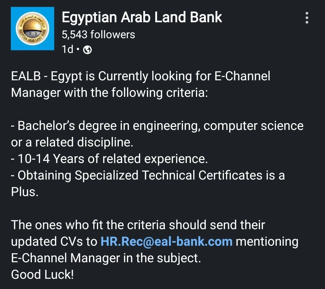 Beshoy Makarious Fayez on LinkedIn: صباح الخير هنا كل الوظائف الي نزلها ... Beshoy Makarious Fayez on LinkedIn: صباح الخير هنا كل الوظائف الي نزلها ...