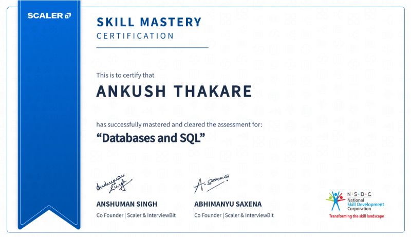 #sql #databasemanagement #certification #learningjourney #scaleracademy ... #sql #databasemanagement #certification #learningjourney #scaleracademy ...