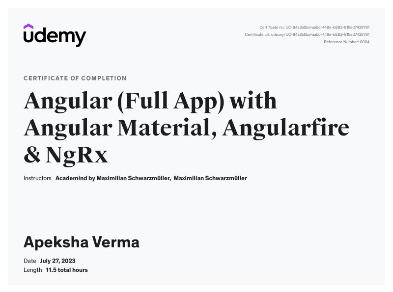 Apeksha Verma on LinkedIn: #angular #angularmaterial #angularfire #ngrx ... Apeksha Verma on LinkedIn: #angular #angularmaterial #angularfire #ngrx ...