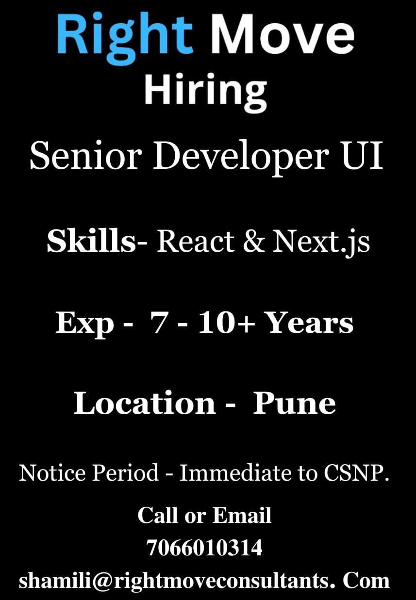 Shamili P on LinkedIn: #react #nextjs #hiring #rightmove Shamili P on LinkedIn: #react #nextjs #hiring #rightmove