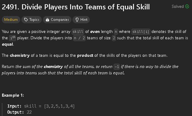 Faizan Khan on LinkedIn: Day 58 of LeetCode 2491. Divide Players Into ... Faizan Khan on LinkedIn: Day 58 of LeetCode 2491. Divide Players Into ...
