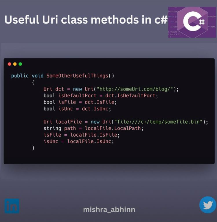 Abhinn Mishra on LinkedIn: #csharp #dotnet #uri Abhinn Mishra on LinkedIn: #csharp #dotnet #uri