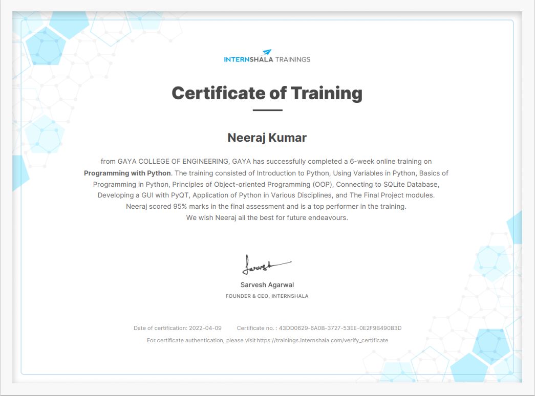 Neeraj Kumar on LinkedIn: #programming #internshala # ... Neeraj Kumar on LinkedIn: #programming #internshala # ...