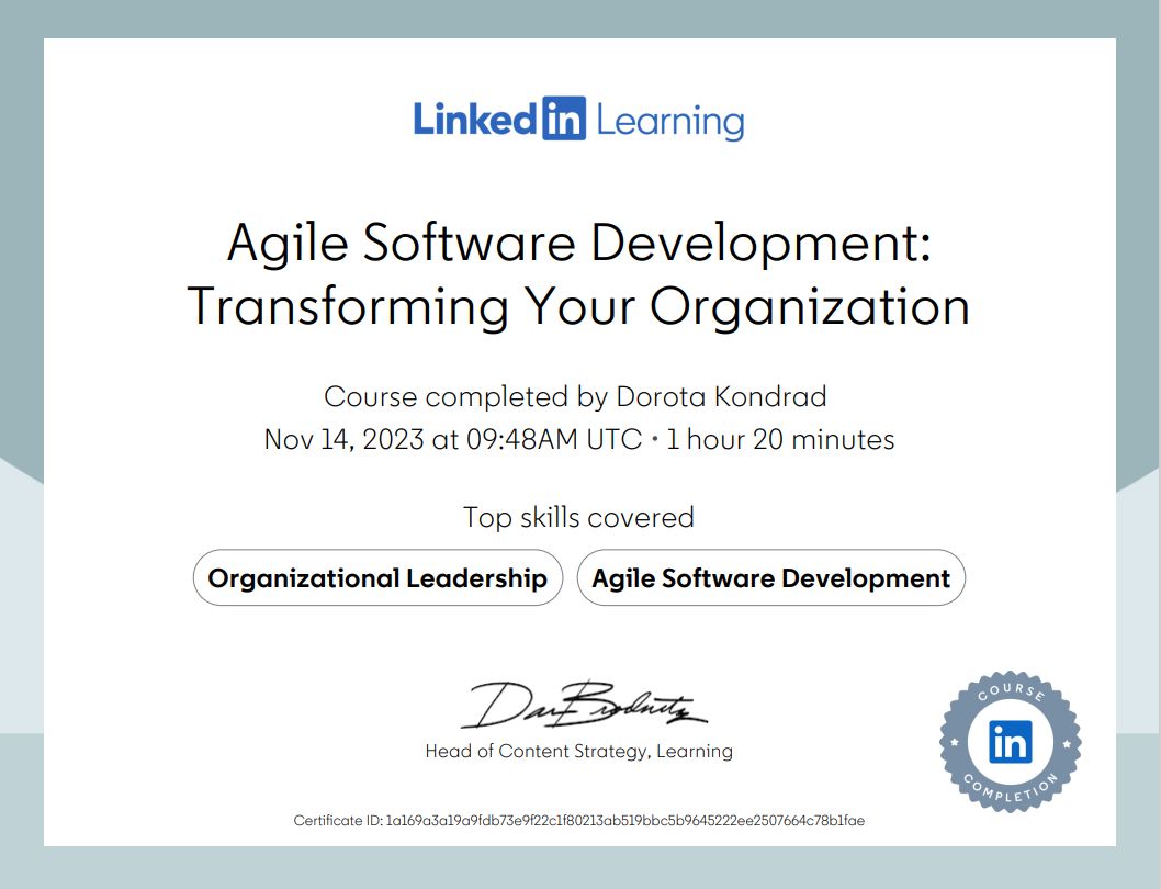 Dorota Kondrad posted on LinkedIn Dorota Kondrad posted on LinkedIn