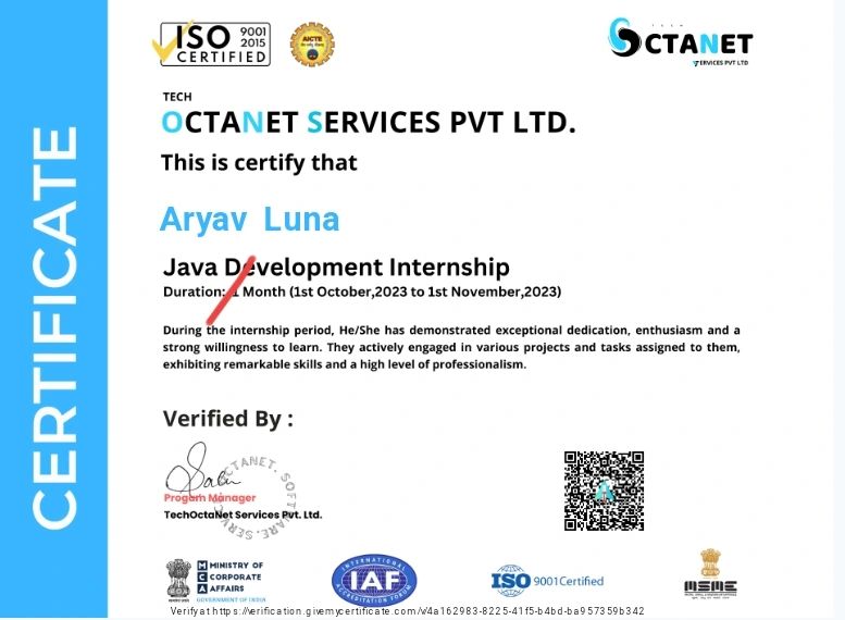 Aryav Luna on LinkedIn: #internship #octanetexperience #careerjourney Aryav Luna on LinkedIn: #internship #octanetexperience #careerjourney