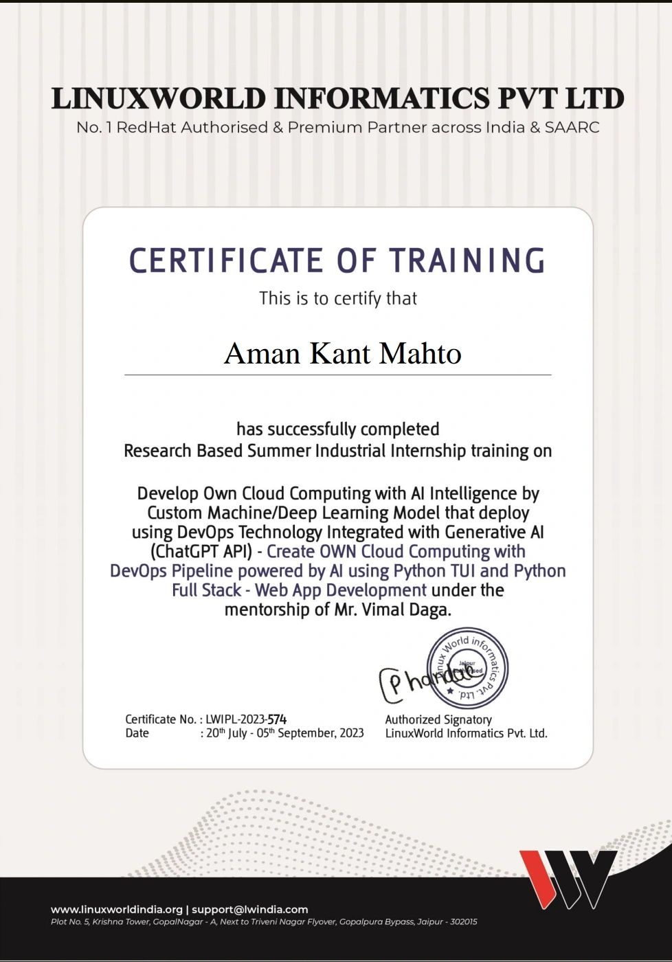 #linuxworld #internship #technology #learningjourney #gratitude | Aman ... #linuxworld #internship #technology #learningjourney #gratitude | Aman ...