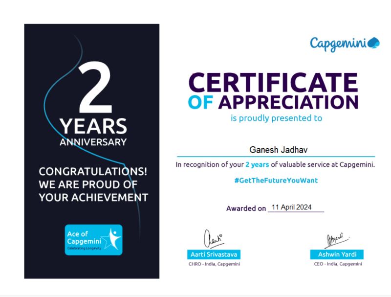 Ganesh Jadhav on LinkedIn: #capgemini Ganesh Jadhav on LinkedIn: #capgemini