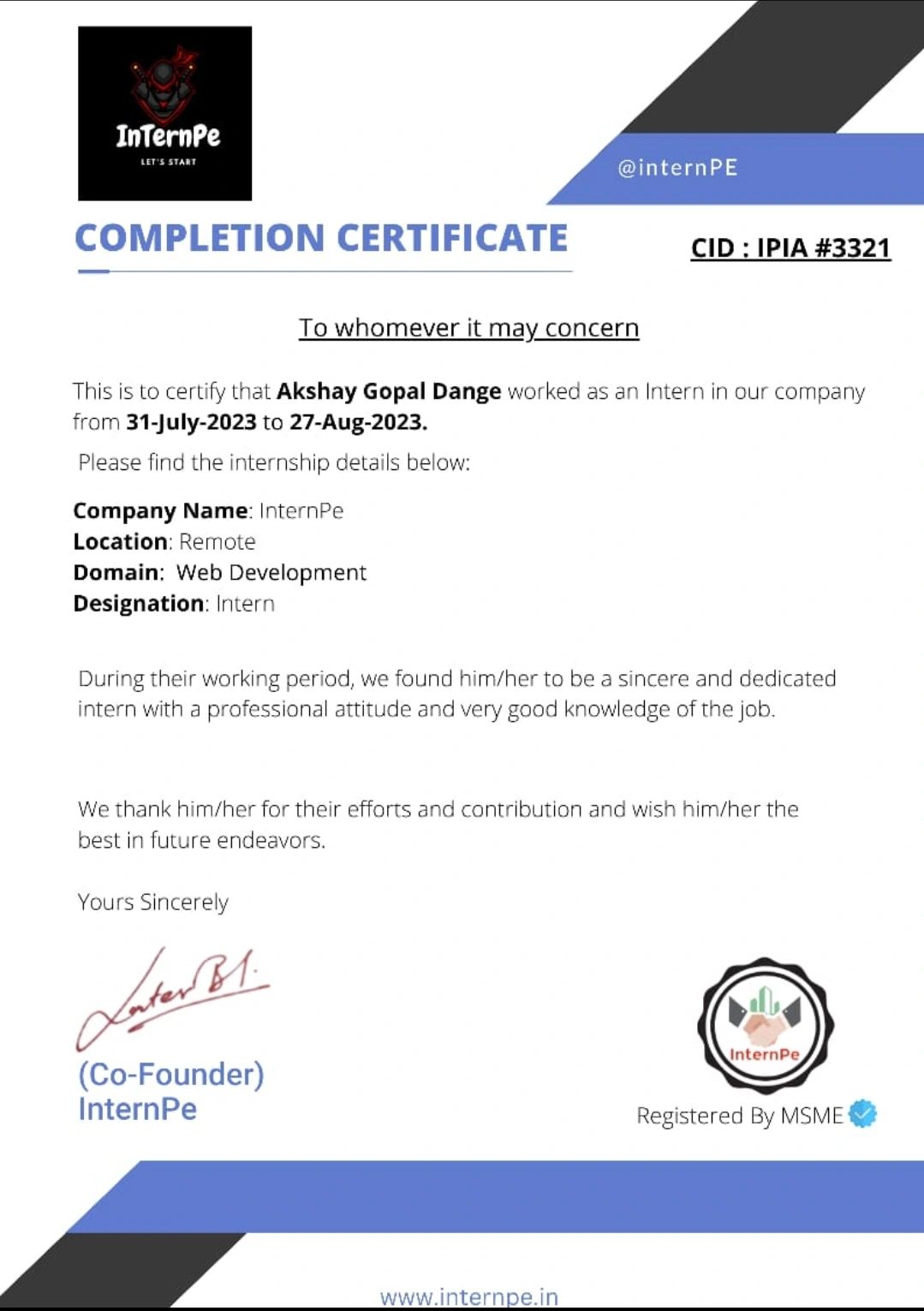 Akshay Dange on LinkedIn: I’m happy to share that I’ve obtained a new ... Akshay Dange on LinkedIn: I’m happy to share that I’ve obtained a new ...
