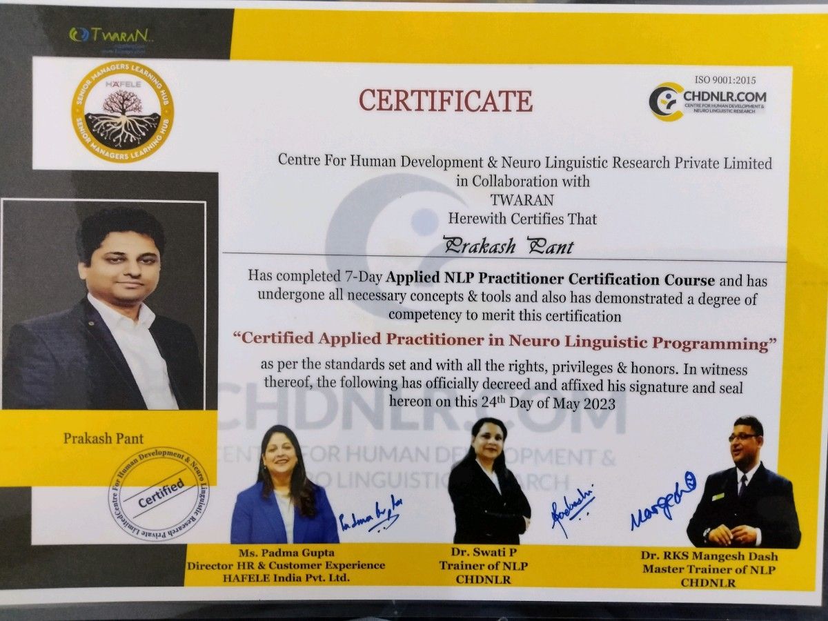 Prakash Pant on LinkedIn: Just completed the Neuro Linguistic ... Prakash Pant on LinkedIn: Just completed the Neuro Linguistic ...