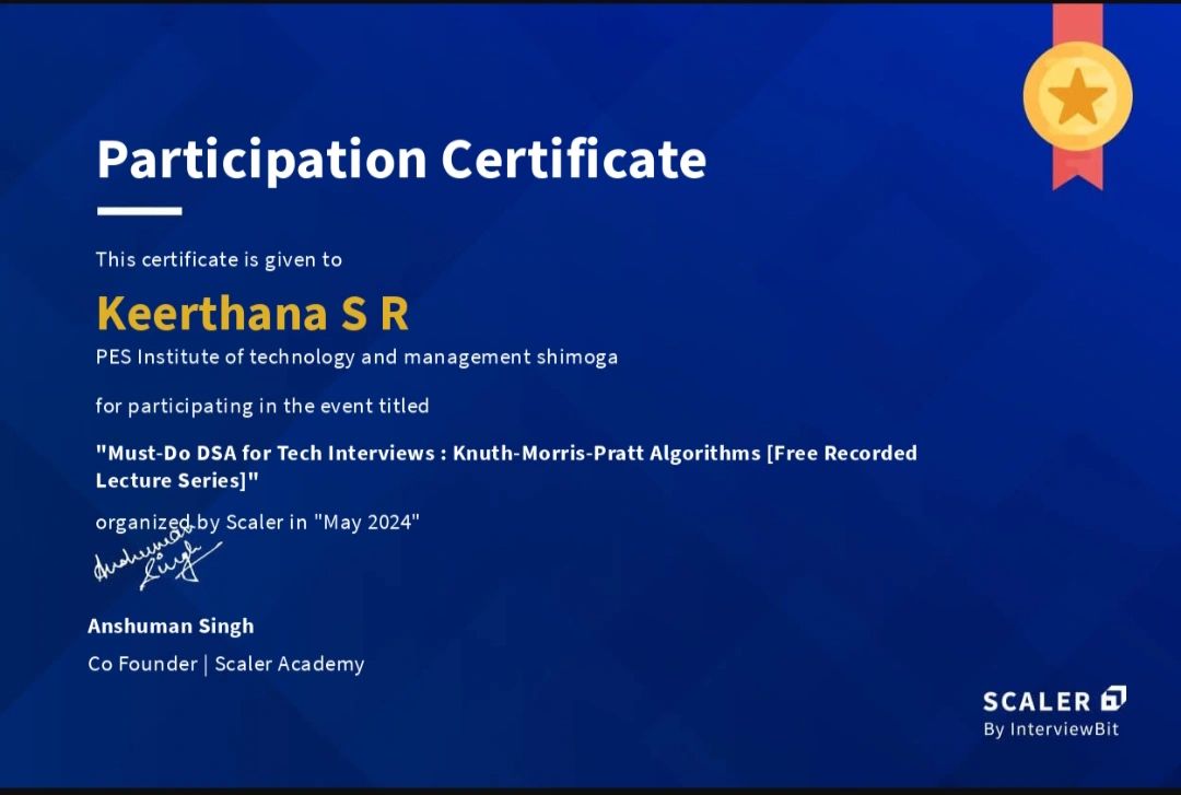 Keerthana S R on LinkedIn: #scaler #dsa #learning Keerthana S R on LinkedIn: #scaler #dsa #learning