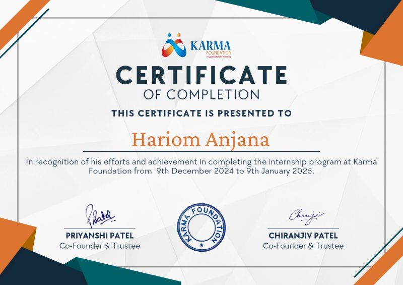 Hariom Anjana on LinkedIn: #internshipexperience #karmafoundation # ... Hariom Anjana on LinkedIn: #internshipexperience #karmafoundation # ...