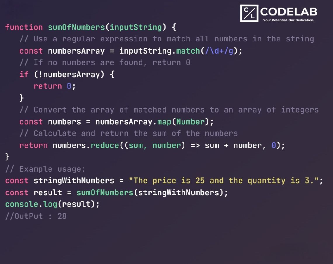 How to use sumOfNumbers in JavaScript | Codelab IT Solutions posted on ... How to use sumOfNumbers in JavaScript | Codelab IT Solutions posted on ...