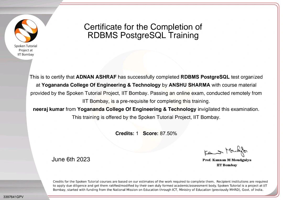 Adnan Ashraf on LinkedIn: I had successfully completed RDBMS PostgreSQL ... Adnan Ashraf on LinkedIn: I had successfully completed RDBMS PostgreSQL ...