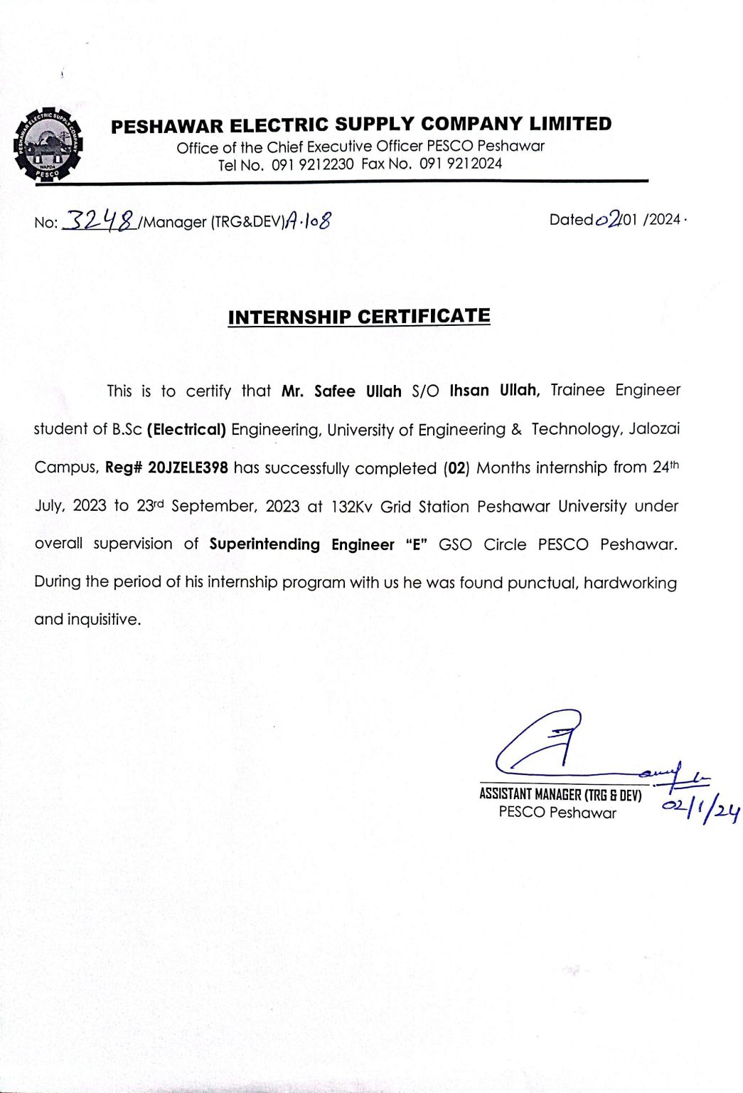 PESCO internship: Learned a lot | Safee Ullah posted on the topic ... PESCO internship: Learned a lot | Safee Ullah posted on the topic ...