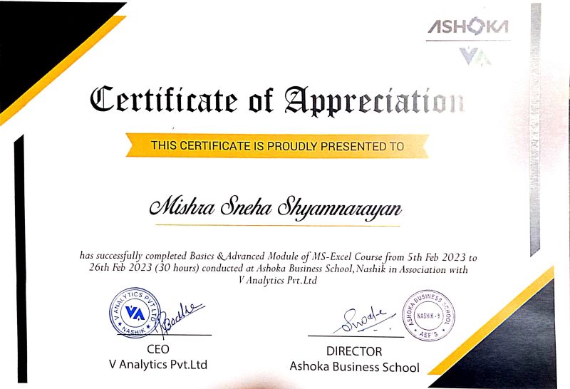 Sneha Mishra on LinkedIn: #excel #mba #certificate #courses Sneha Mishra on LinkedIn: #excel #mba #certificate #courses