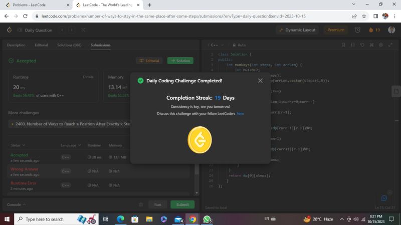 Trapti Patel on LinkedIn: #day19 #programming #problemoftheday #dsa # ... Trapti Patel on LinkedIn: #day19 #programming #problemoftheday #dsa # ...