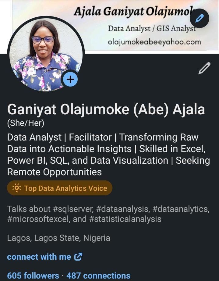 Ganiyat Olajumoke Ajala on LinkedIn: #linkedin #topvoice #dataanalytics ... Ganiyat Olajumoke Ajala on LinkedIn: #linkedin #topvoice #dataanalytics ...