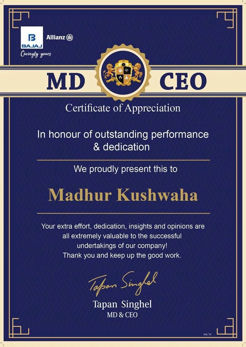 Madhur Raj kushwaha on LinkedIn: Thanks for MD and CEO Certificate Dear ... Madhur Raj kushwaha on LinkedIn: Thanks for MD and CEO Certificate Dear ...