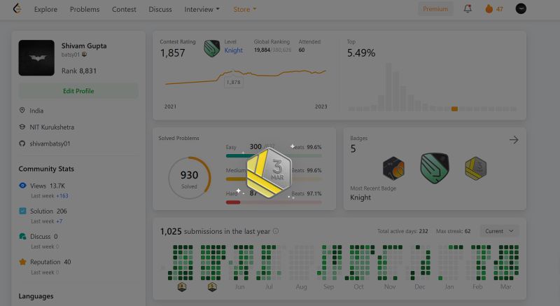 Shivam Gupta on LinkedIn: Completed March Leetcoding challenge Shivam Gupta on LinkedIn: Completed March Leetcoding challenge