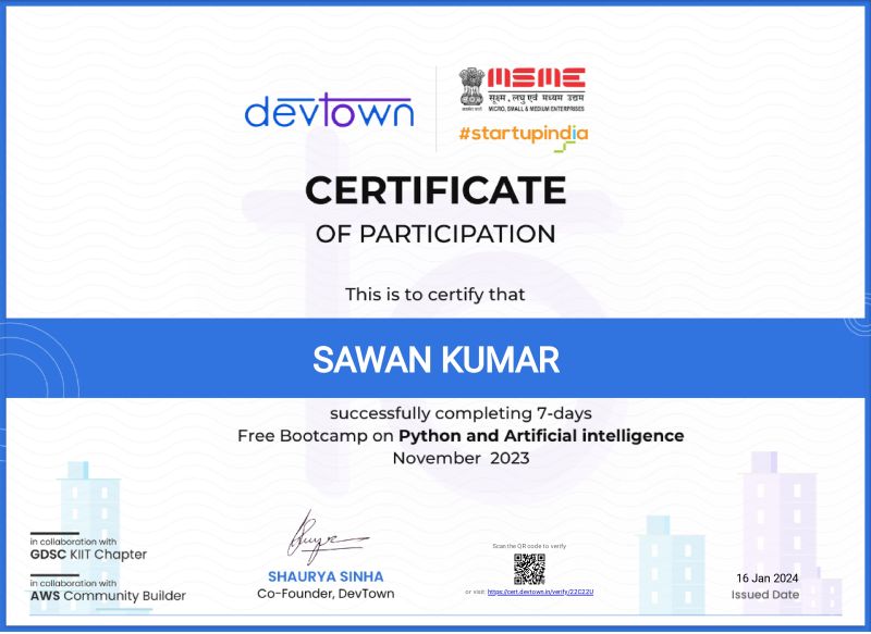 Sawan Kumar on LinkedIn: #python #artificialintelligence #ai #devtown # ... Sawan Kumar on LinkedIn: #python #artificialintelligence #ai #devtown # ...