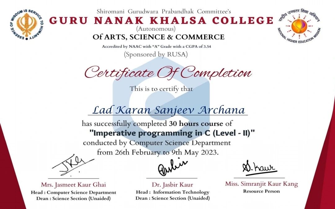 #cprogramming #certification #learning #it | Karan Lad #cprogramming #certification #learning #it | Karan Lad