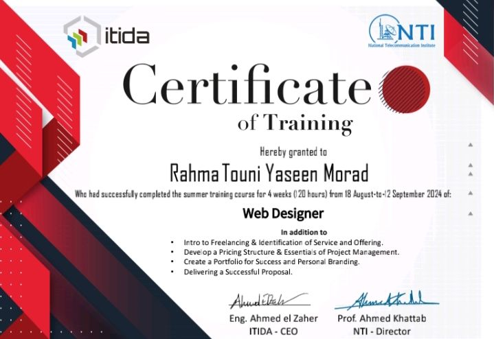 Rahma Touni on LinkedIn: #frontenddevelopment #iti #certification # ... Rahma Touni on LinkedIn: #frontenddevelopment #iti #certification # ...