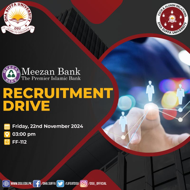 DHA Suffa University on LinkedIn: Recruitment Drive - Meezan Bank ... DHA Suffa University on LinkedIn: Recruitment Drive - Meezan Bank ...