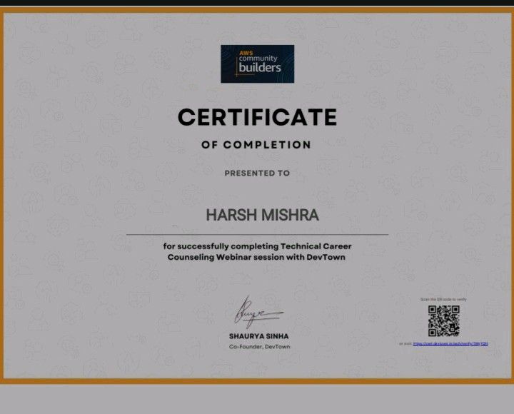 HARSH MISHRA on LinkedIn: #devtown #aws HARSH MISHRA on LinkedIn: #devtown #aws