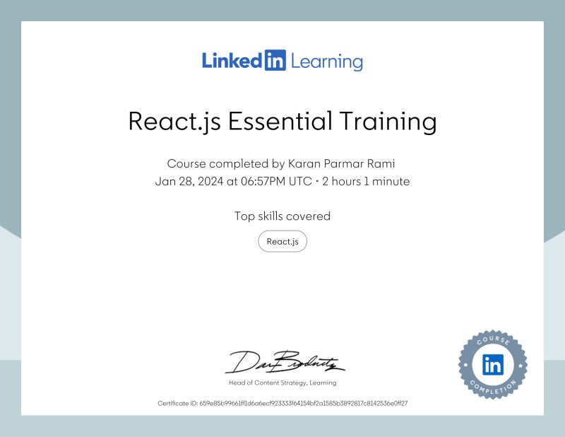Karan Parmar Rami on LinkedIn: Certificate of Completion Karan Parmar Rami on LinkedIn: Certificate of Completion