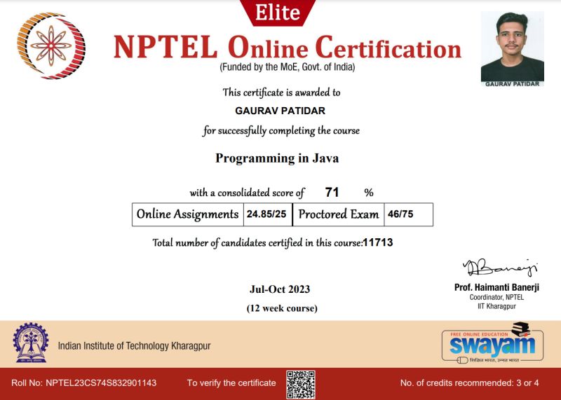 Gaurav Patidar on LinkedIn: #java #programming #nptel # ... Gaurav Patidar on LinkedIn: #java #programming #nptel # ...