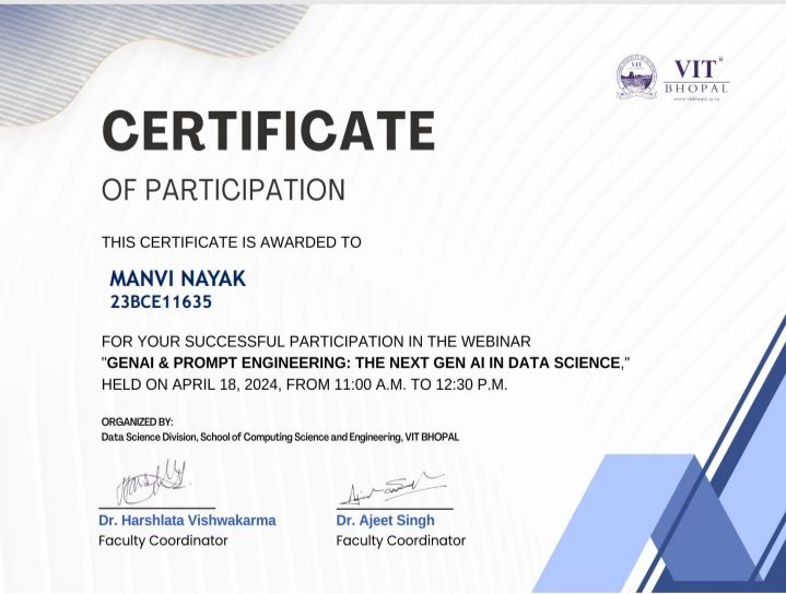 New certification: Generative AI and Prompt Enginnering | Manvi Nayak ... New certification: Generative AI and Prompt Enginnering | Manvi Nayak ...