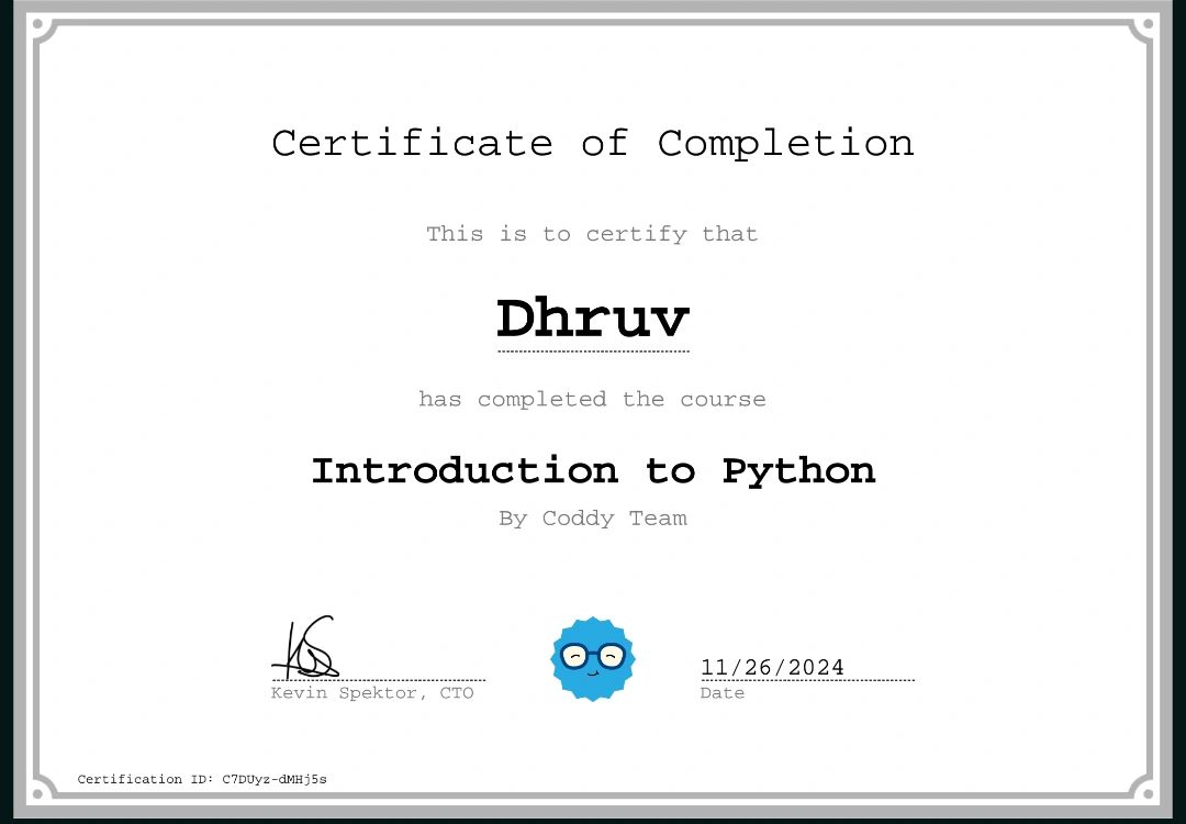 Dhruv roy on LinkedIn: #python #programming #coding #learnings #coddy Dhruv roy on LinkedIn: #python #programming #coding #learnings #coddy