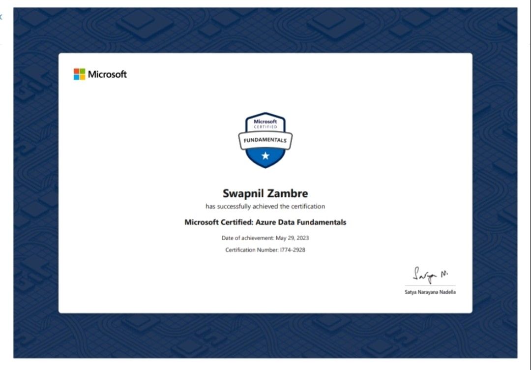 Swapnil Zambre on LinkedIn: #microsoft #datafundamentals Swapnil Zambre on LinkedIn: #microsoft #datafundamentals