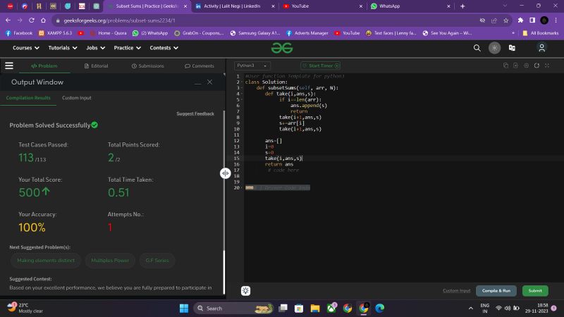 Day 68 of my LEETCODE 🌟 LeetCode Problem Solved: Subset Sums Problem ... Day 68 of my LEETCODE 🌟 LeetCode Problem Solved: Subset Sums Problem ...