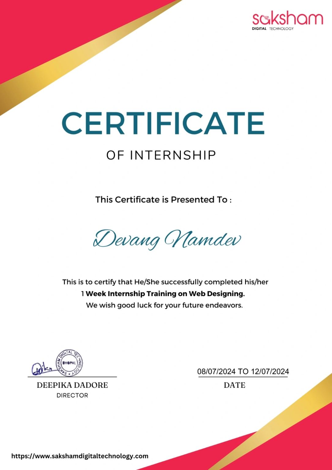 Devang Namdev on LinkedIn: #webdesign #internship Devang Namdev on LinkedIn: #webdesign #internship