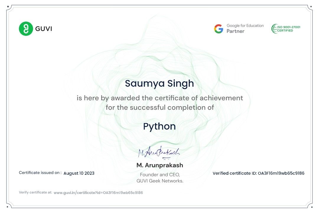Saumya Singh on LinkedIn: #learning #python #guvi Saumya Singh on LinkedIn: #learning #python #guvi