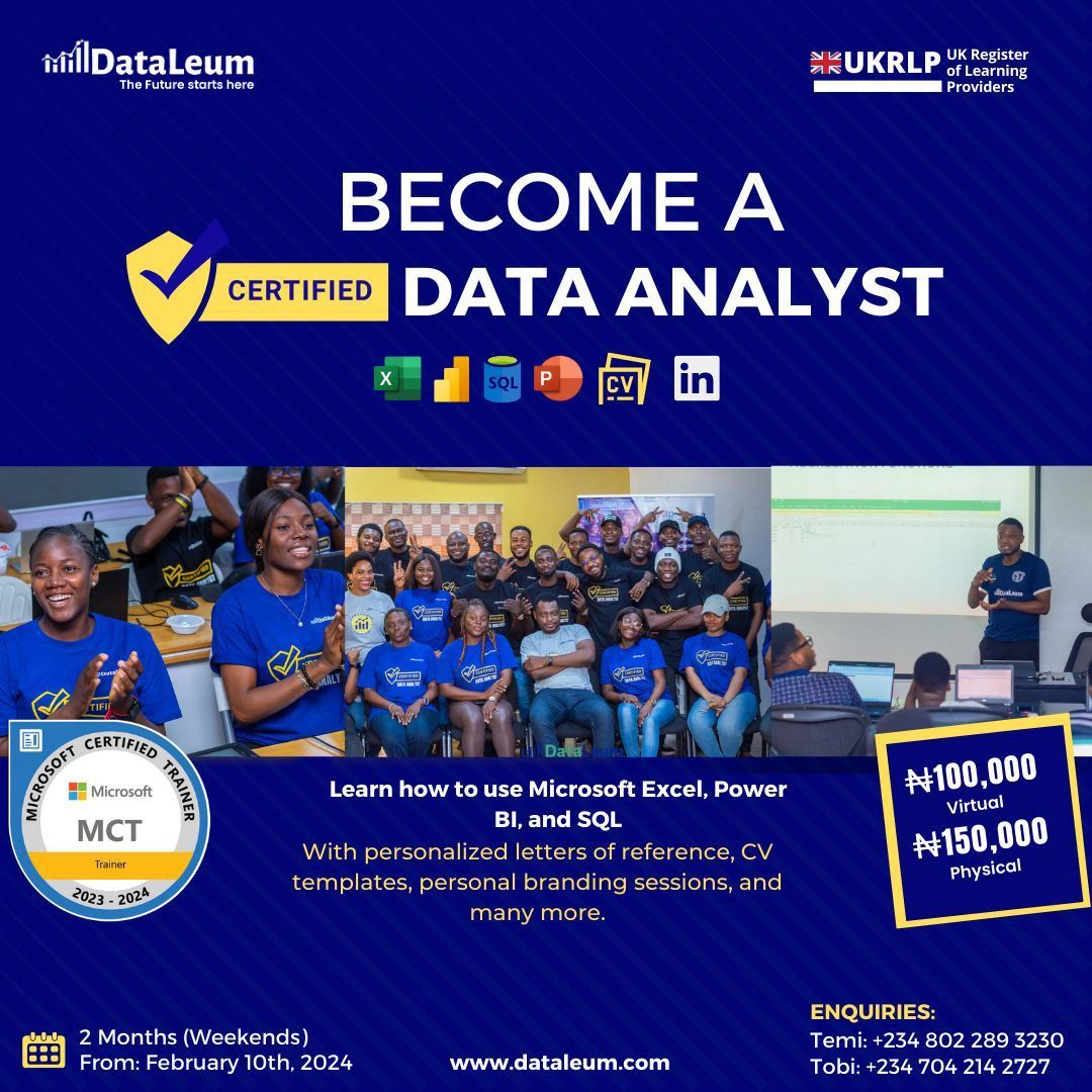 Join Dataleum's Data Analytics training | Clara Chukwu posted on the ... Join Dataleum's Data Analytics training | Clara Chukwu posted on the ...