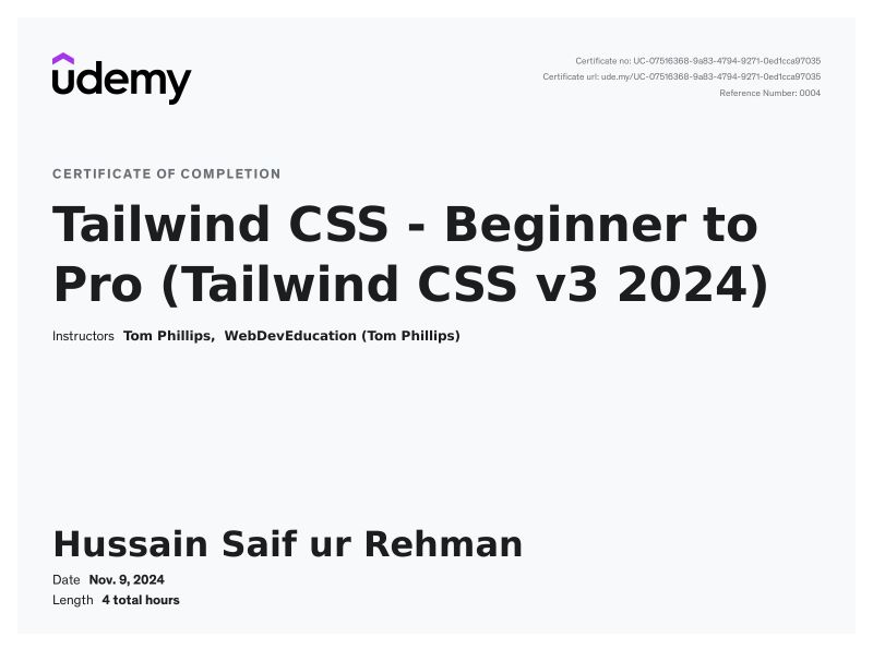 Hussain Saif ur Rehman Nasir Mehmood on LinkedIn: #tailwindcss #webdev ... Hussain Saif ur Rehman Nasir Mehmood on LinkedIn: #tailwindcss #webdev ...