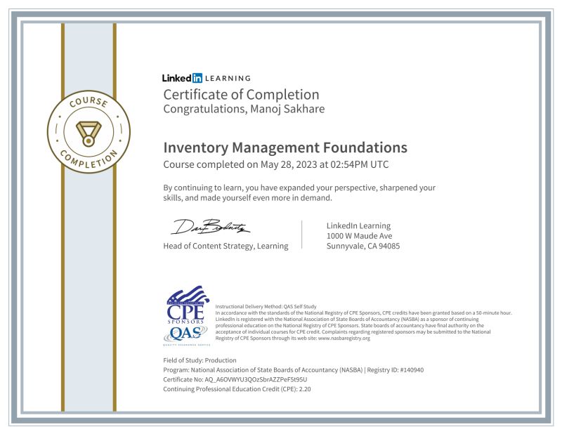 Manoj Sakhare on LinkedIn: Certificate of Completion Manoj Sakhare on LinkedIn: Certificate of Completion